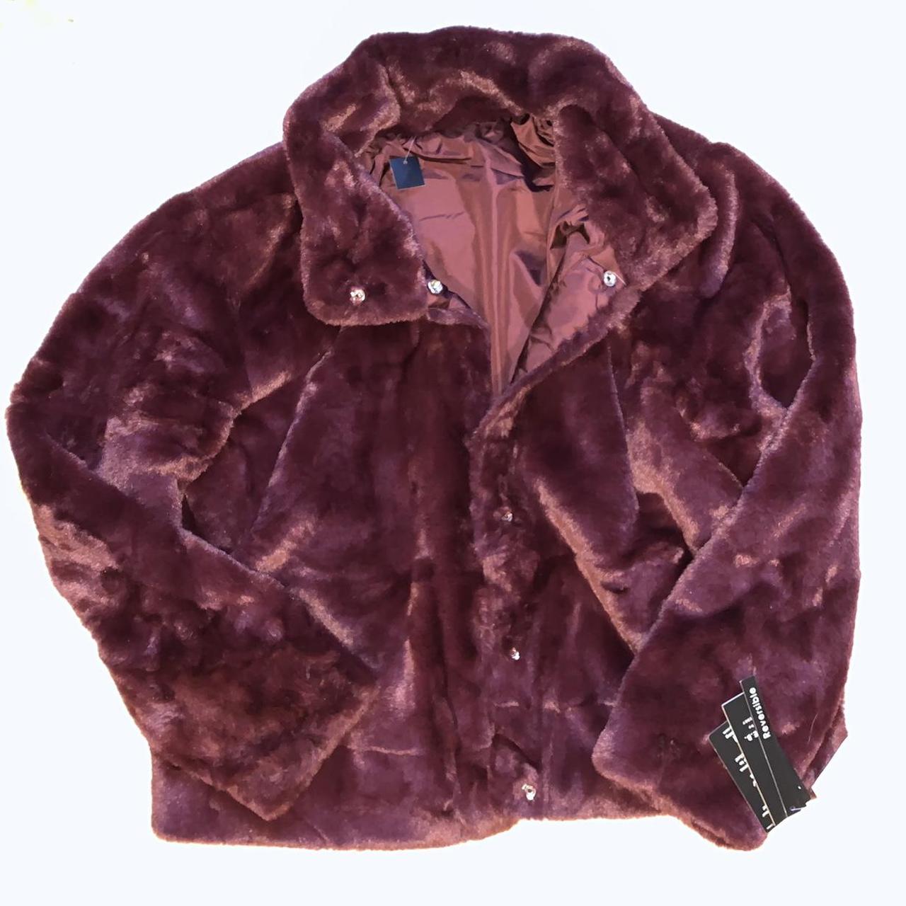 New Reversible Sebby Coat Burgundy fuzzy coat.... - Depop