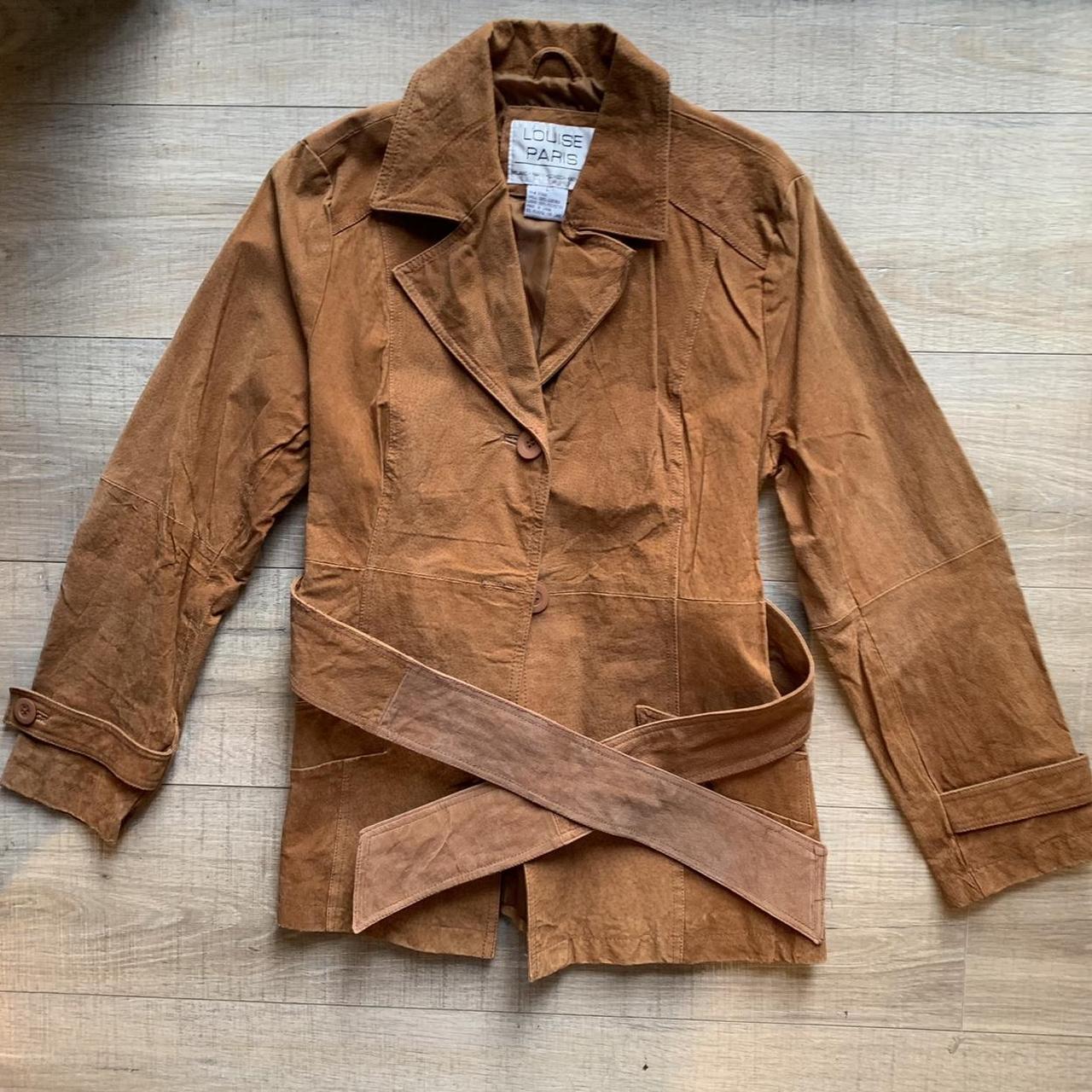 Vintage Suede Coat Cute tan/copper suede leather... - Depop