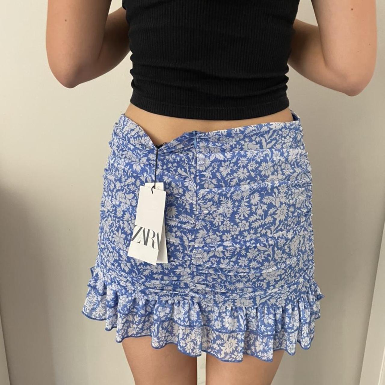 BRAND NEW - WITH TAGS Zara floral ruffle skirt Size... - Depop
