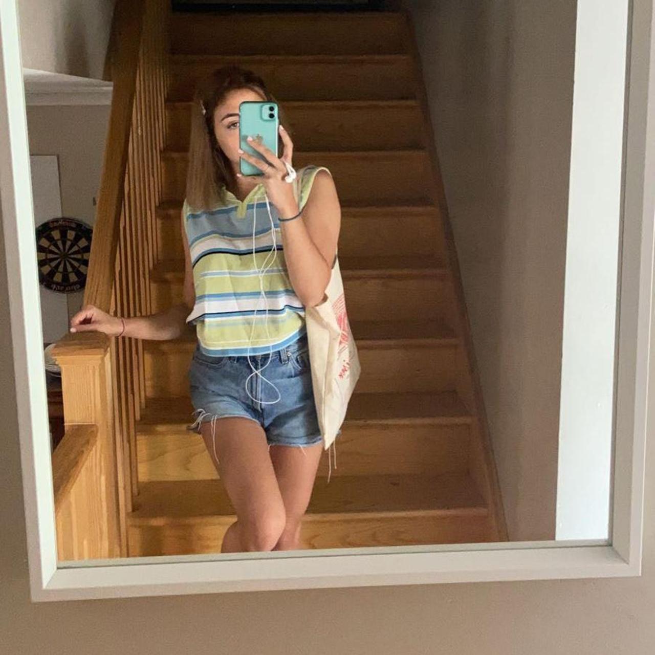 Vintage haggar striped collared tank Super... - Depop