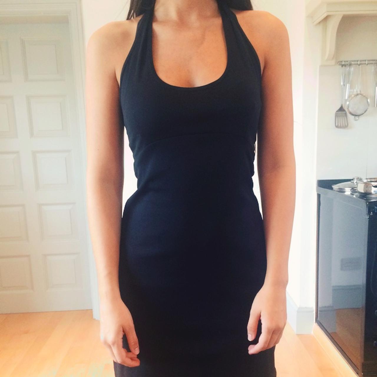 Black halter neck body-con little black dress lbd-... - Depop