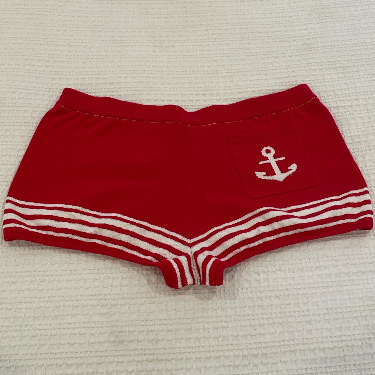 Red knit short shorts -super cute little... - Depop