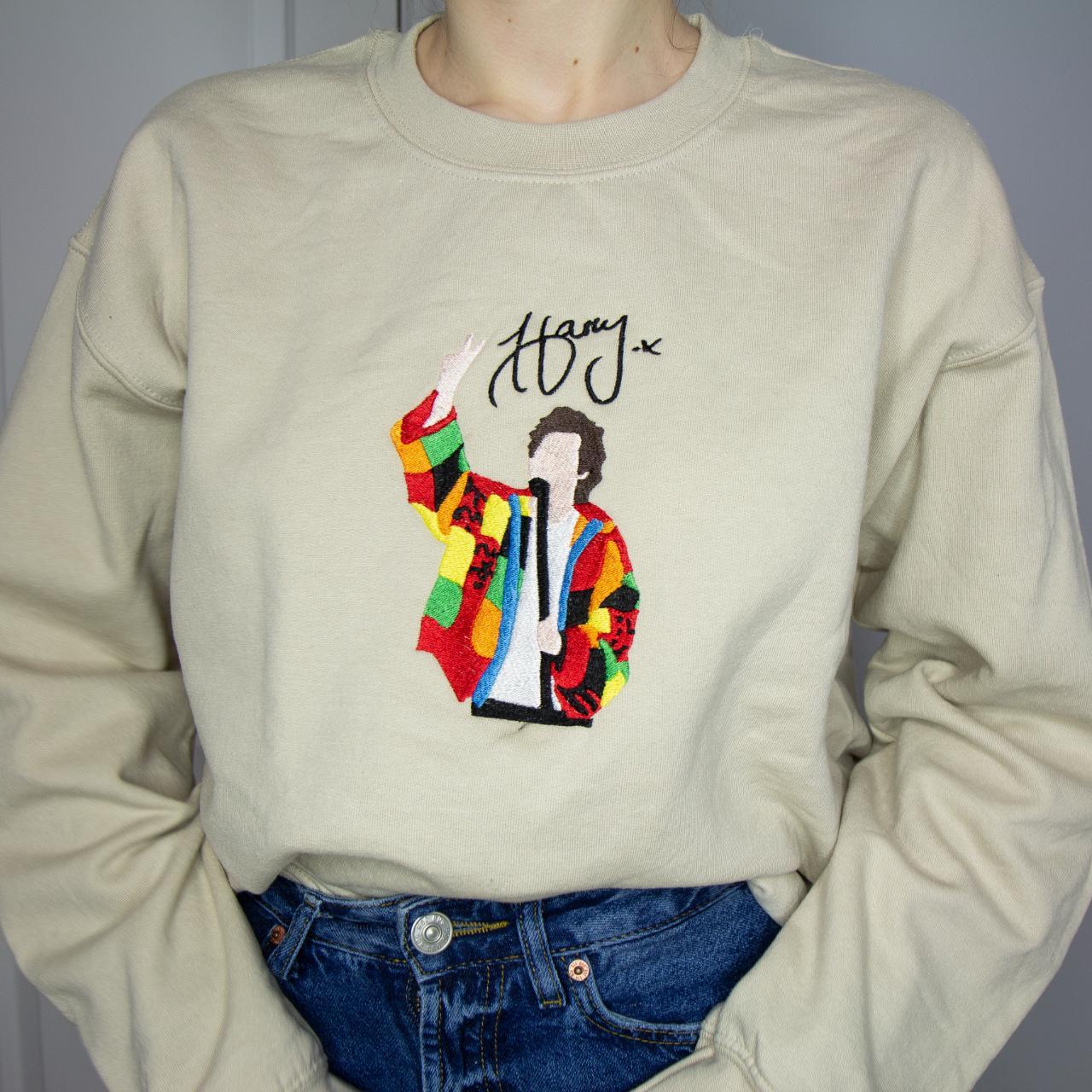 Harry Styles Iconic Colorblock Sweater embroidered... - Depop