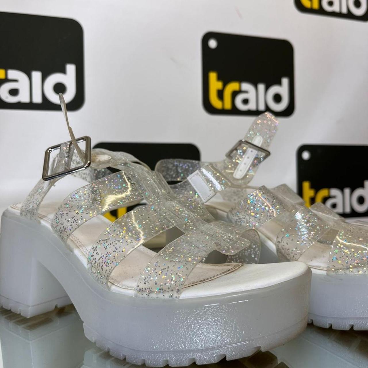 ASOS women's white platformed open toed high heels.... - Depop