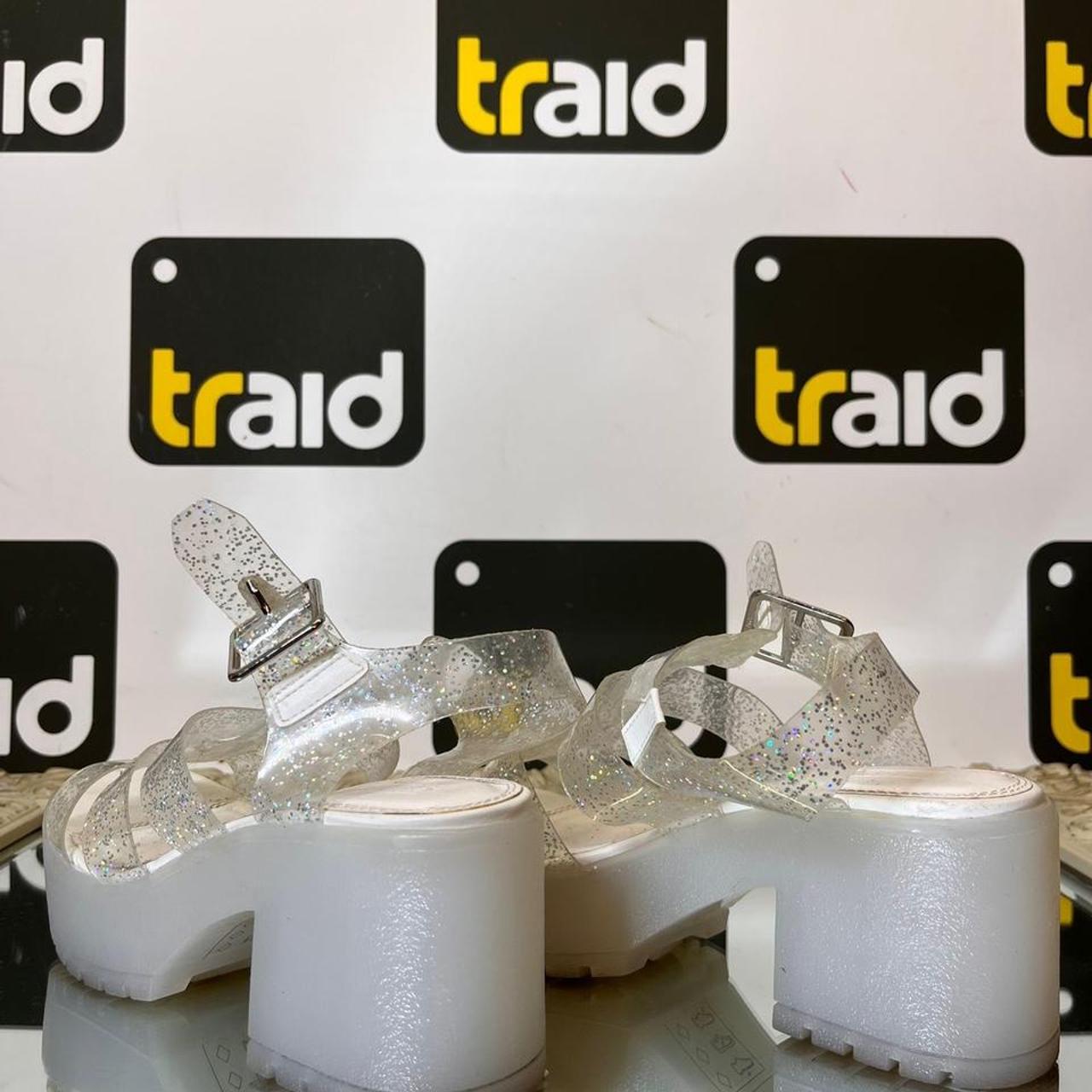 ASOS women's white platformed open toed high heels.... - Depop