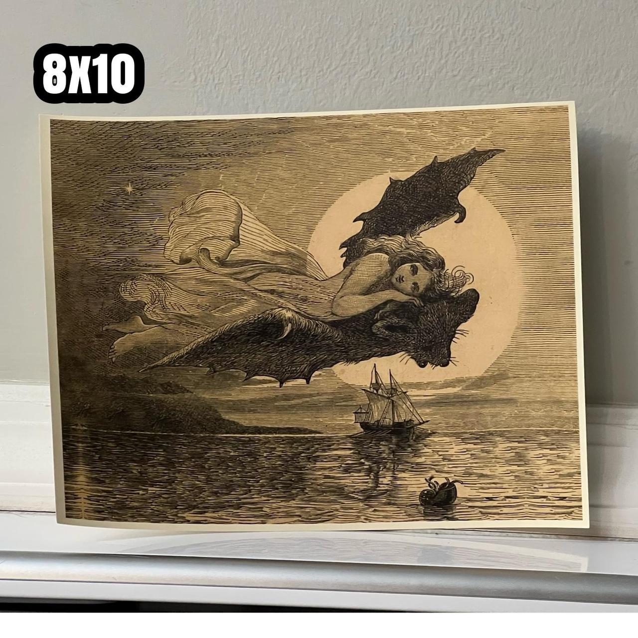 Witch Bat Art size 8x10 inches perfect for hanging... - Depop