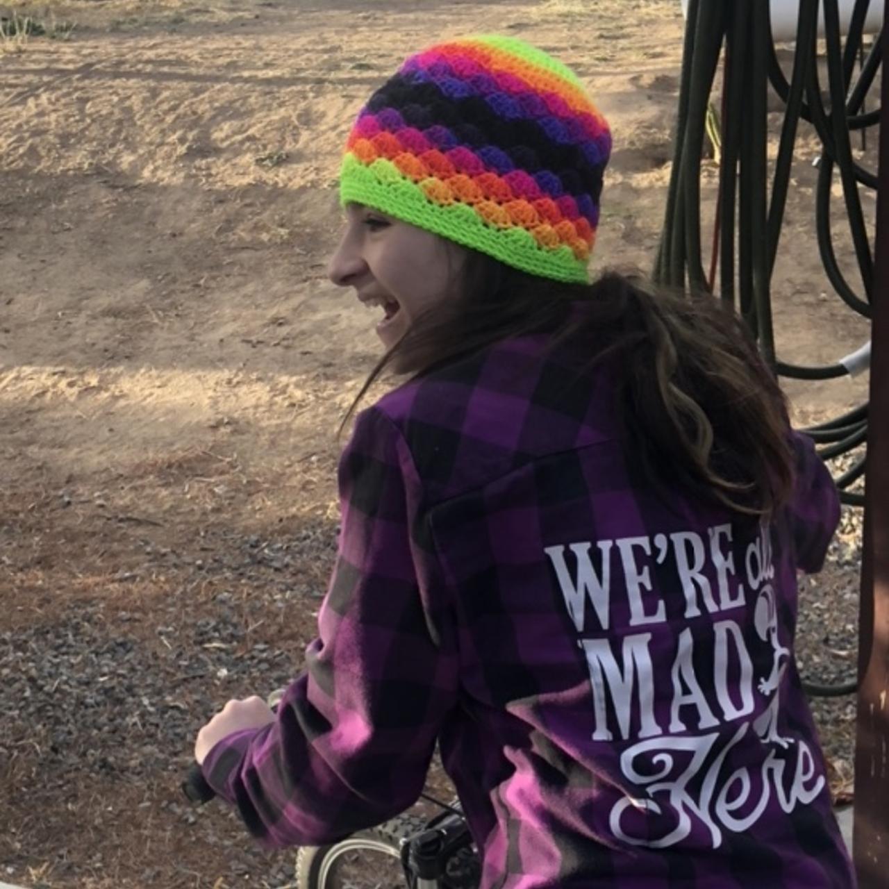 Neon Crochet Beanie Hat. Serious Lisa Frank Vibes.... - Depop