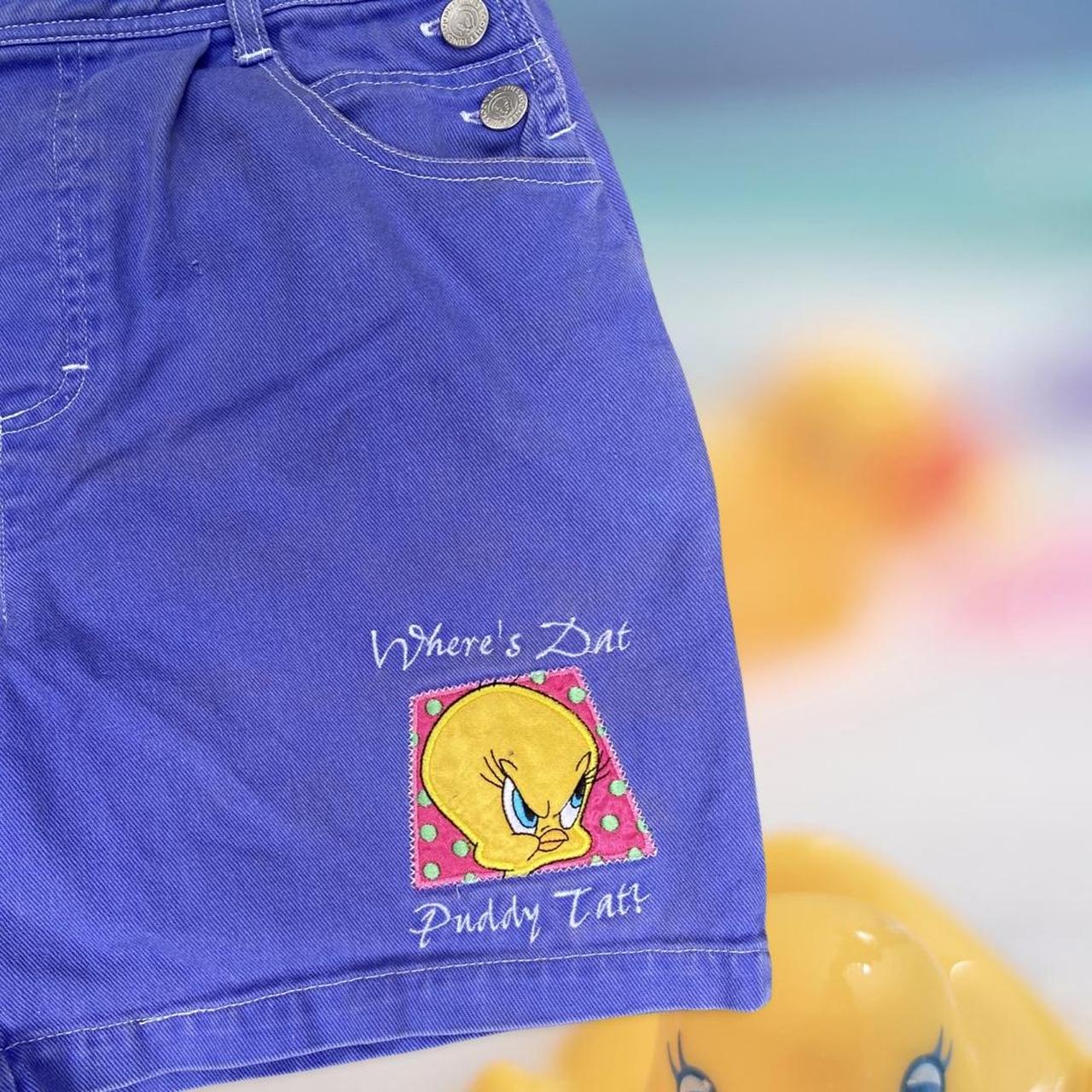 1991 PURPLE DENIM TWEETY BIRD OVERALLS 💜 🌻 WHERES... - Depop