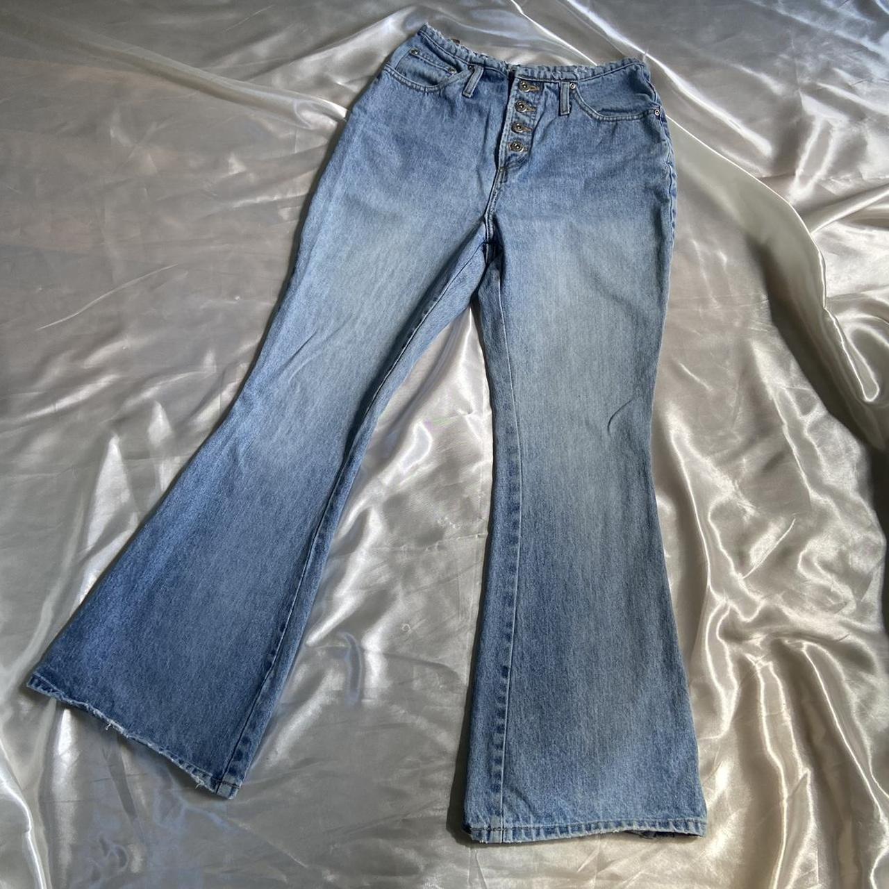 90s/2000s vintage route 66 light wash flared jeans... - Depop