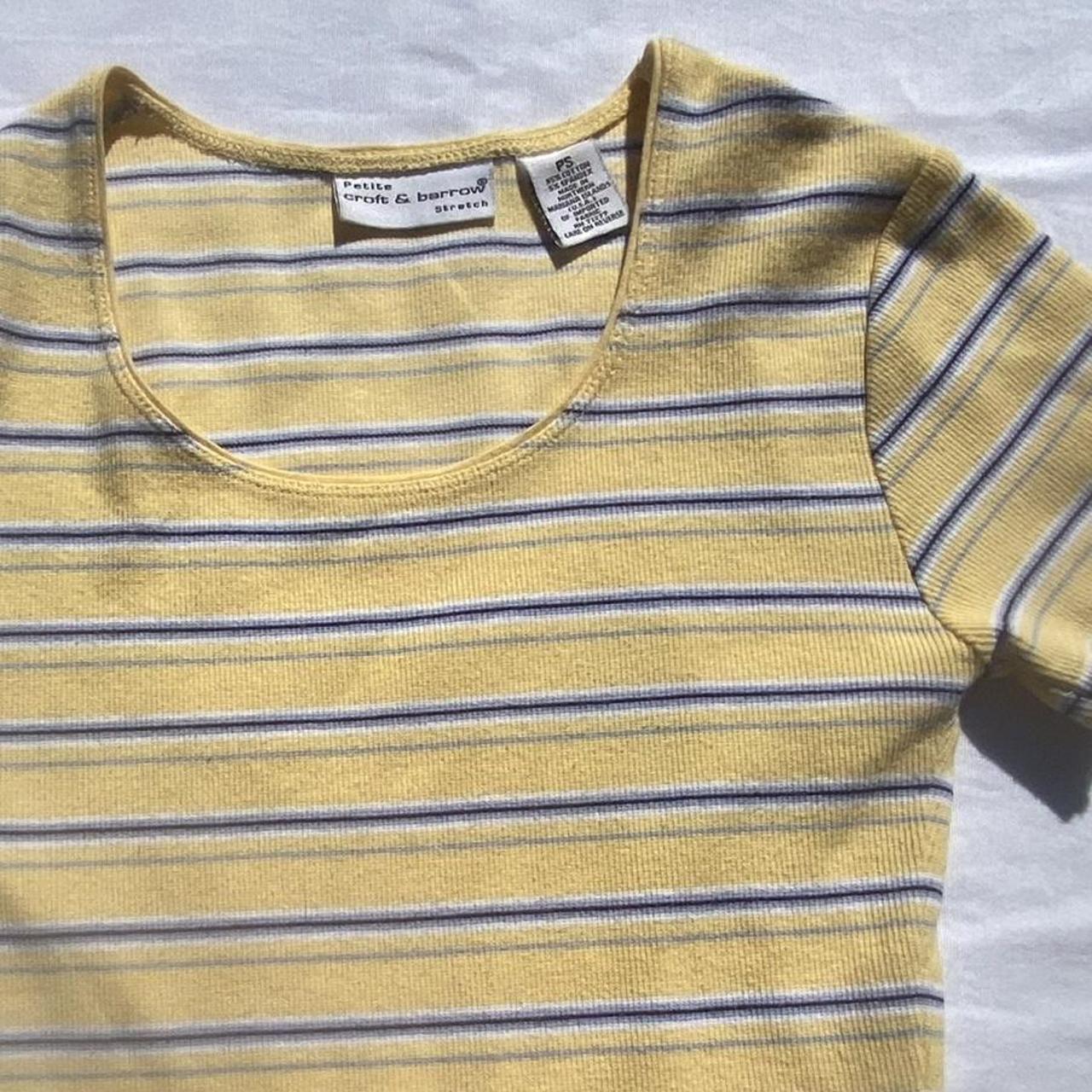 Croft & Barrow Women's Yellow and Blue Shirt | Depop