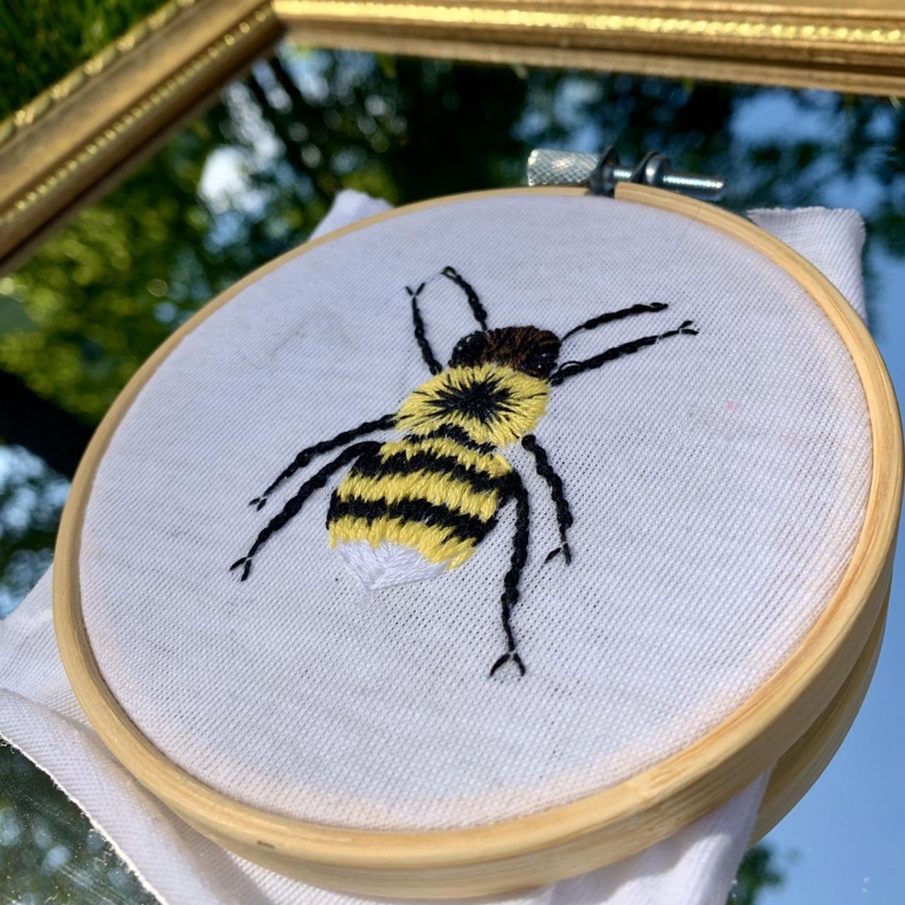 Bumblebee :) hand embroidered bee bug 4in hoop.... - Depop