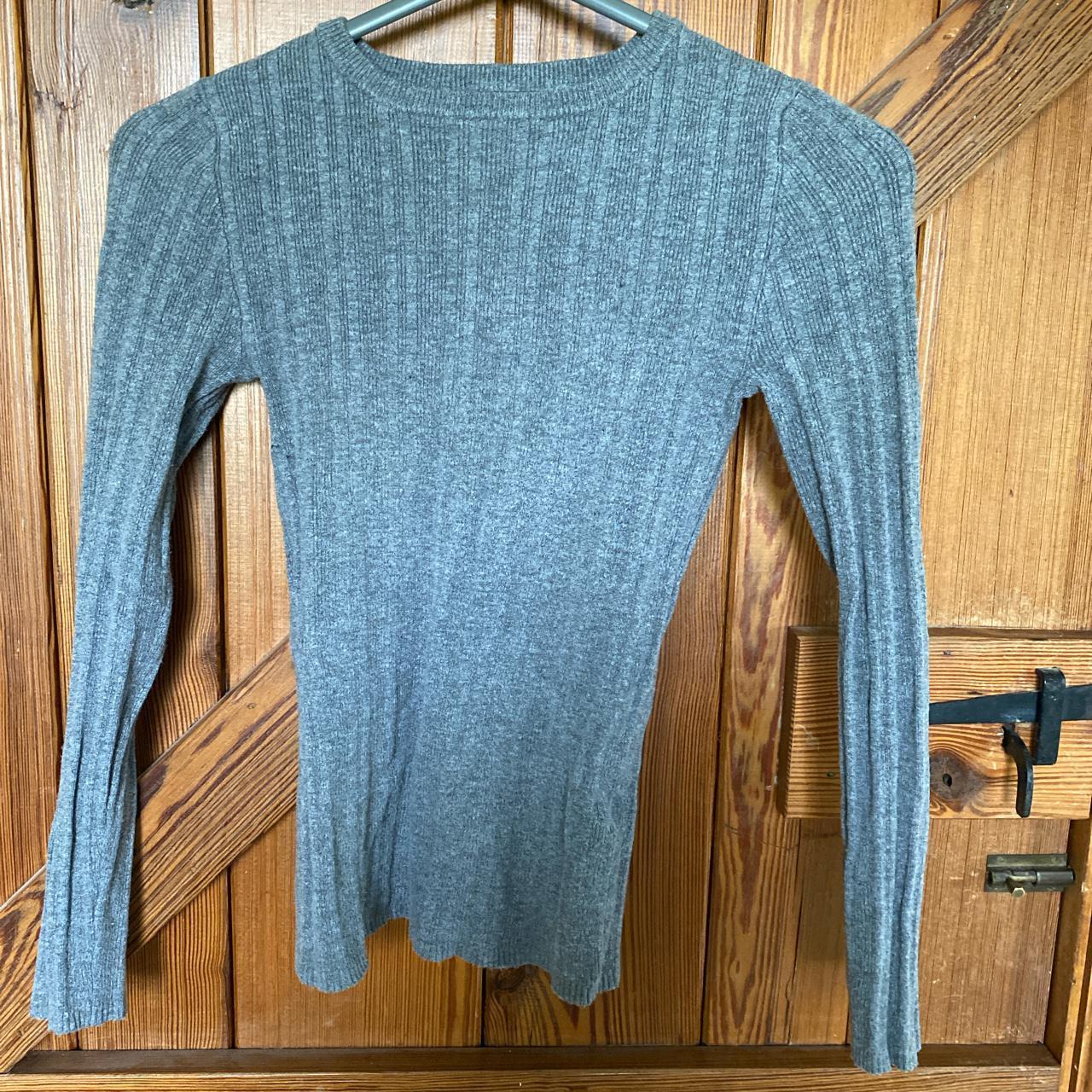 Primark fine knit ribbed grey sweatshirt jumper... - Depop