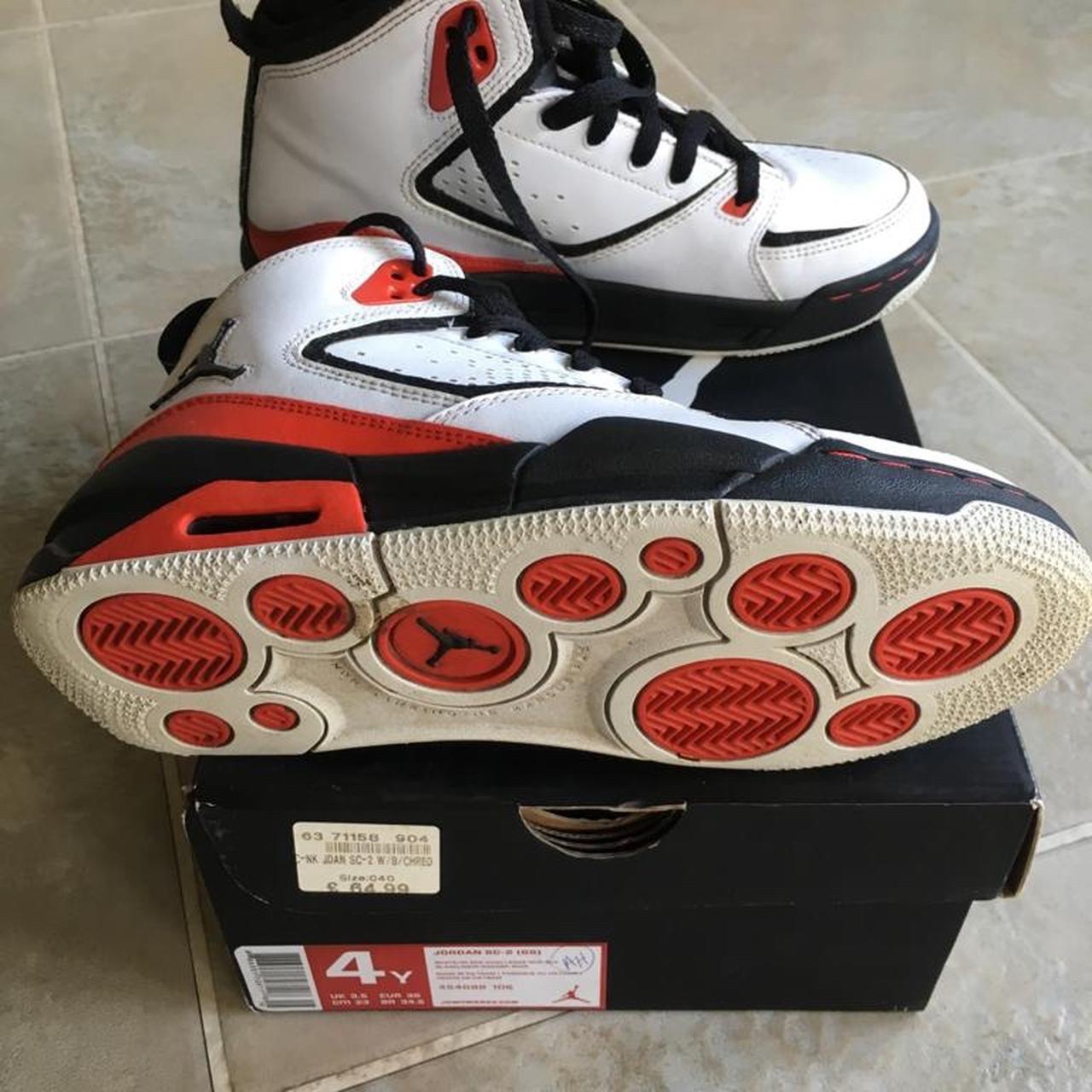 Black white and red air Jordan’s uk size 3.5... - Depop