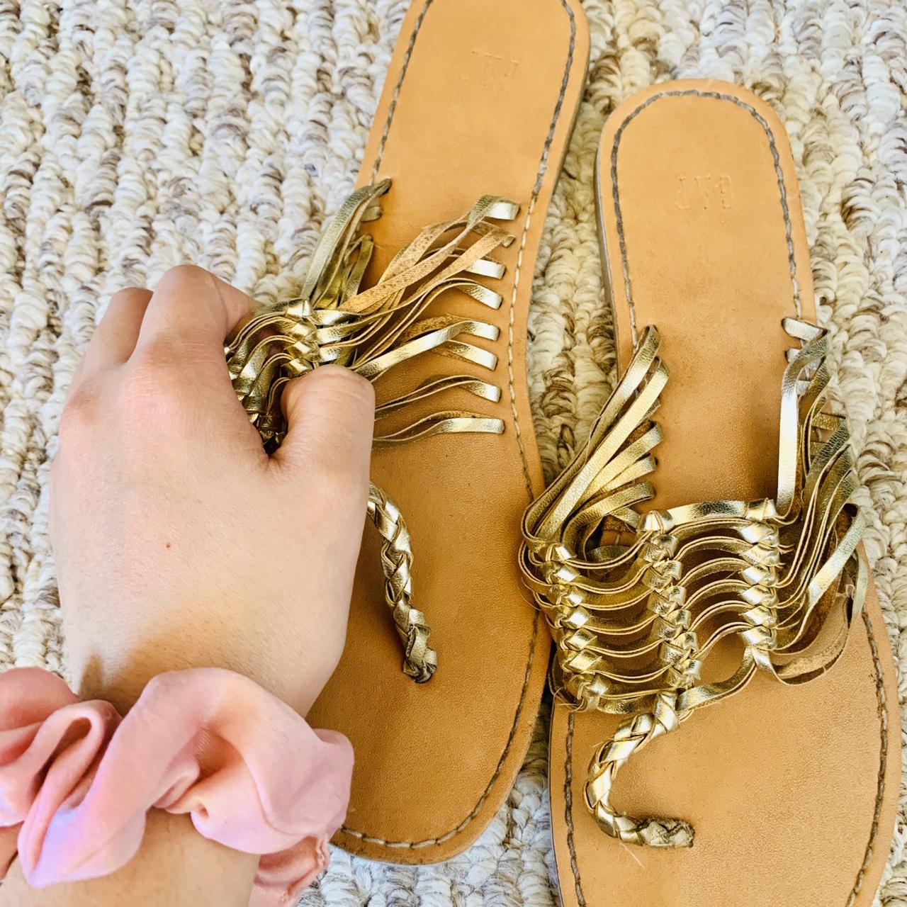Gold strapped sandals • With a flat platform All... - Depop