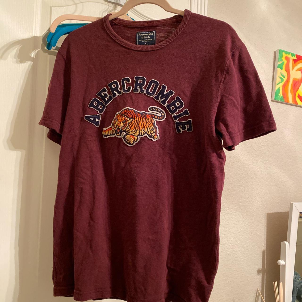medium abercrombie tiger tshirt small bleach stain... - Depop