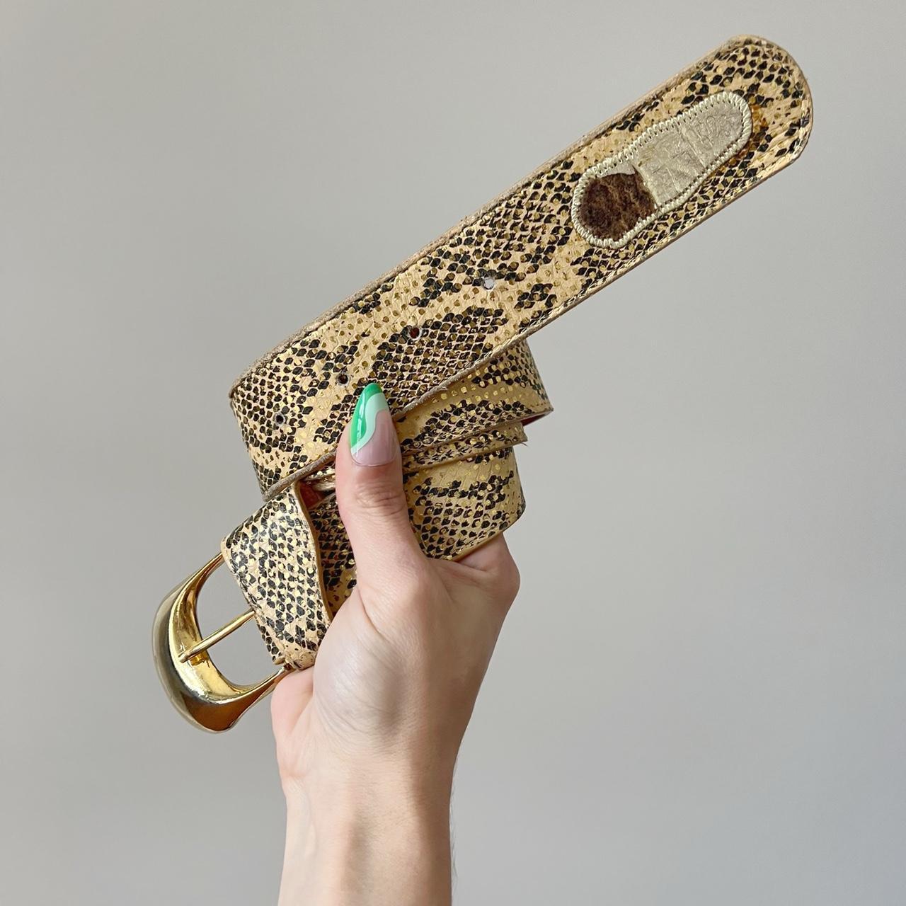 Vintage real snake skin leather belt by Carlos... - Depop