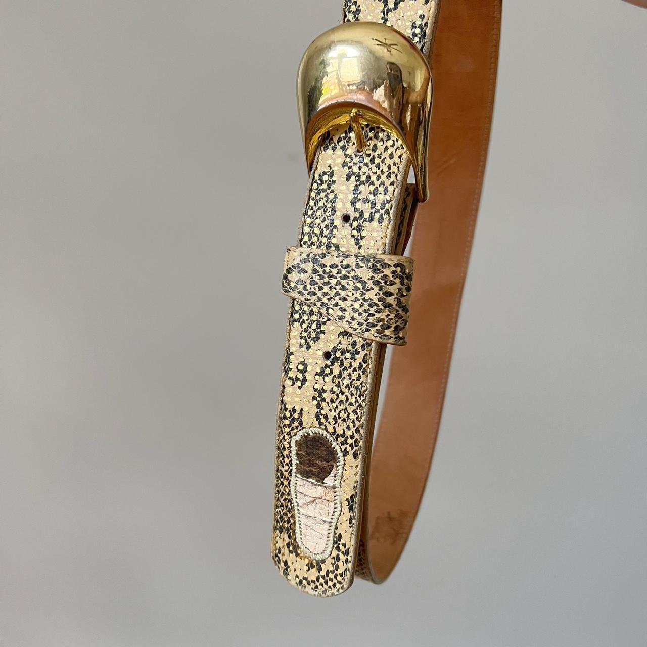 Vintage real snake skin leather belt by Carlos... - Depop