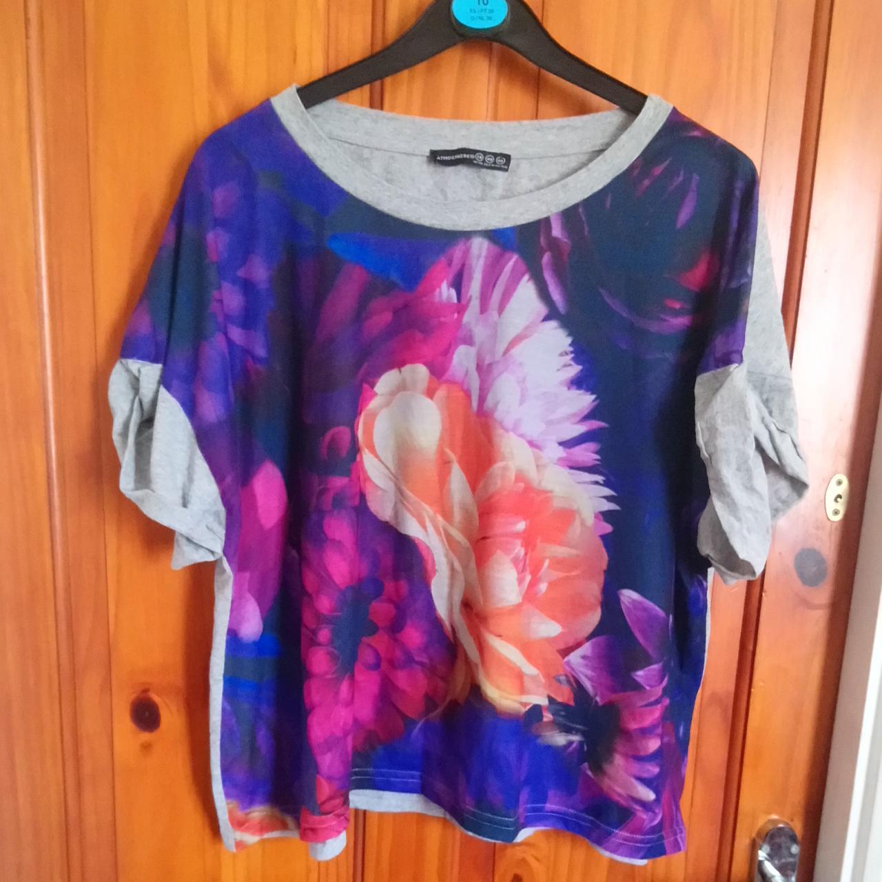 Atmosphere/Primark Flower Print Cropped T-Shirt... - Depop