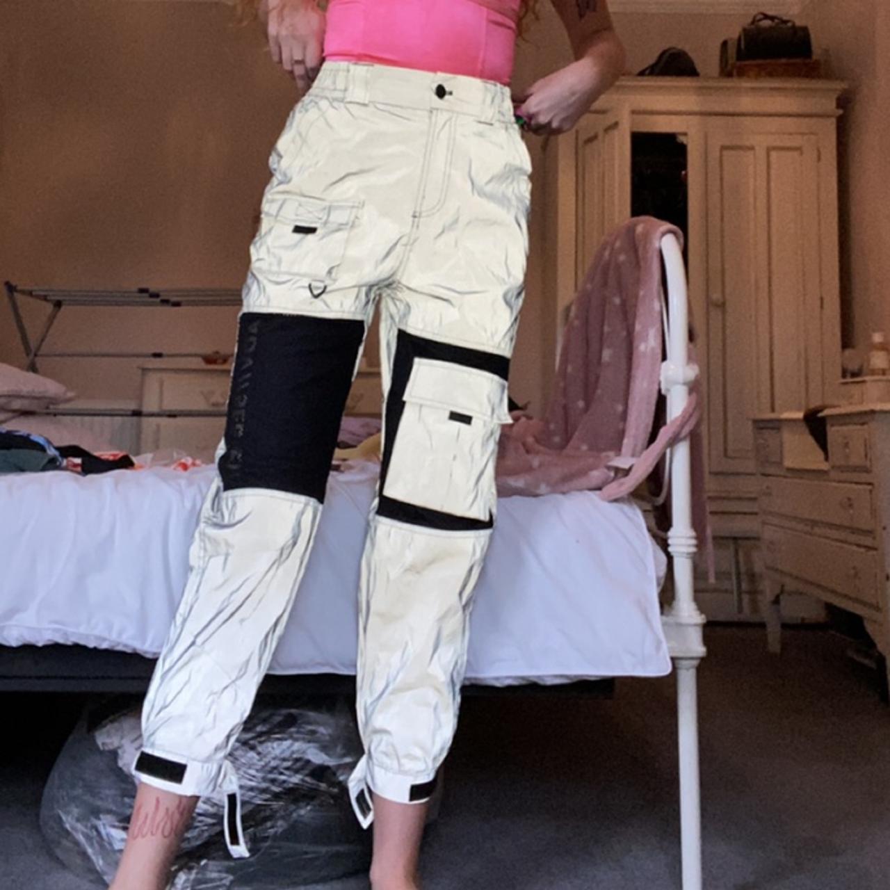 super cool reflective trousers! perf for a... - Depop