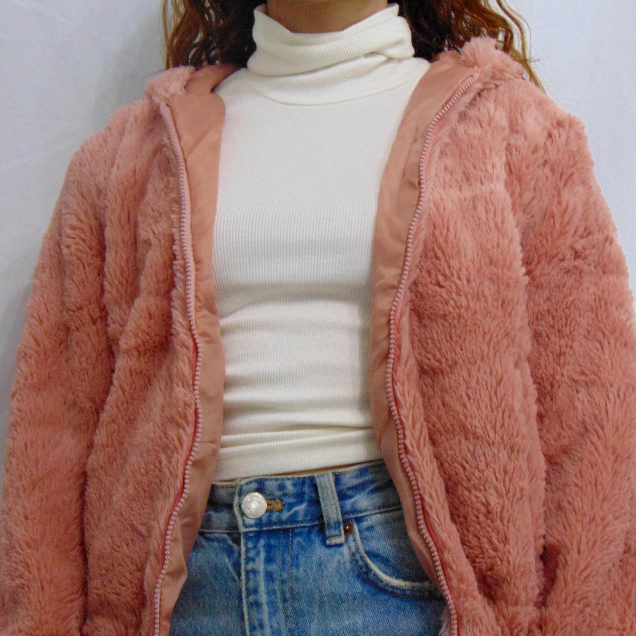Fluffy Pink Jacket Fluffy pink zip up jacket with... - Depop