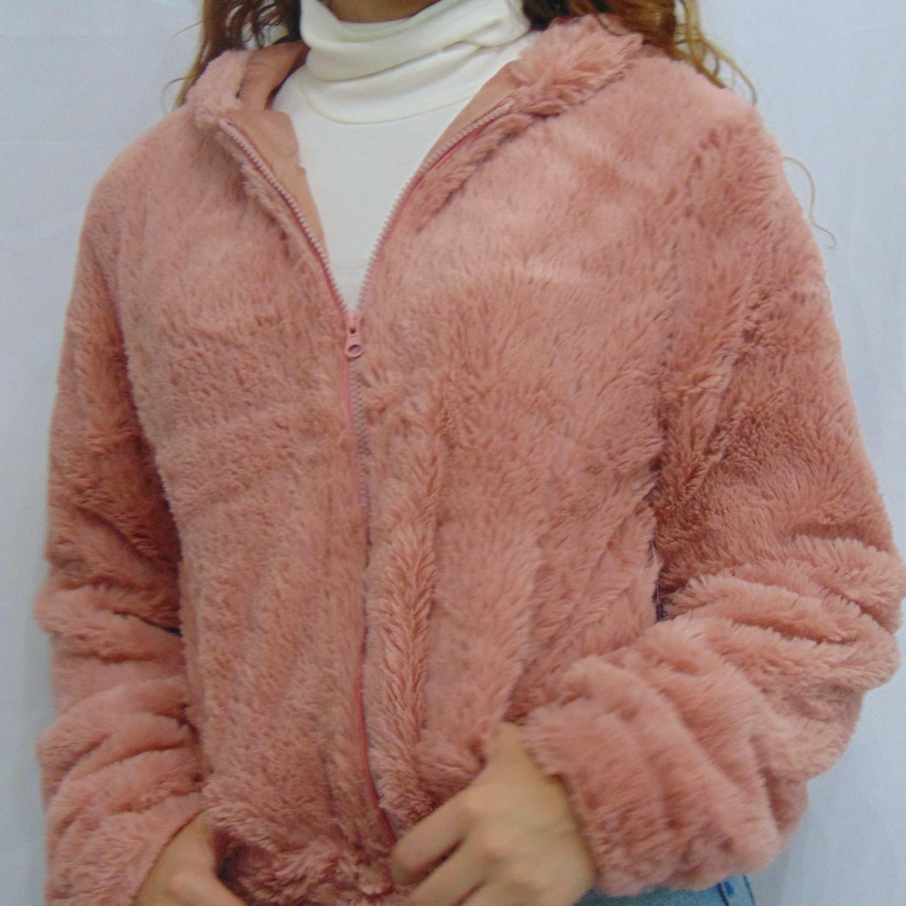 Fluffy Pink Jacket Fluffy Pink Zip Up Jacket With Depop