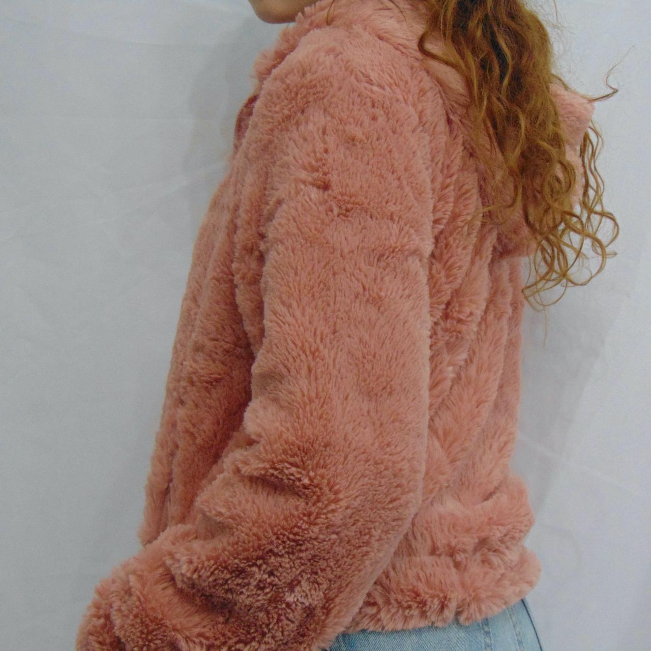 Fluffy Pink Jacket Fluffy pink zip up jacket with... - Depop
