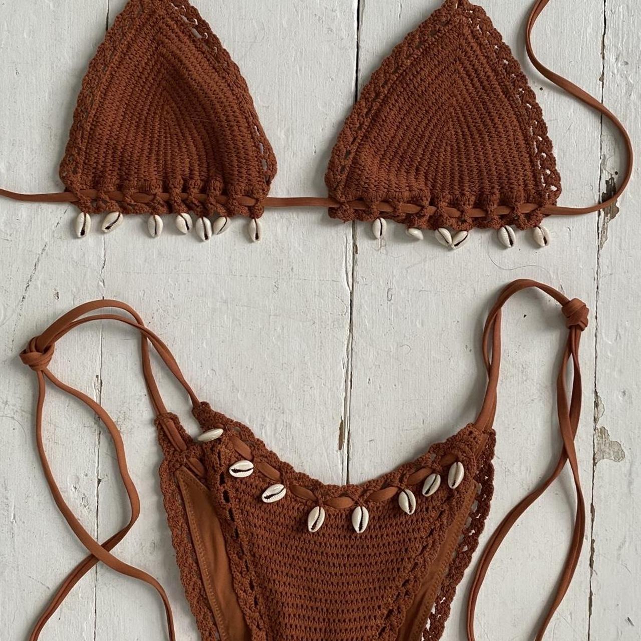 Zimmermann Andie Crochet Bikini In Brown Size S A Depop