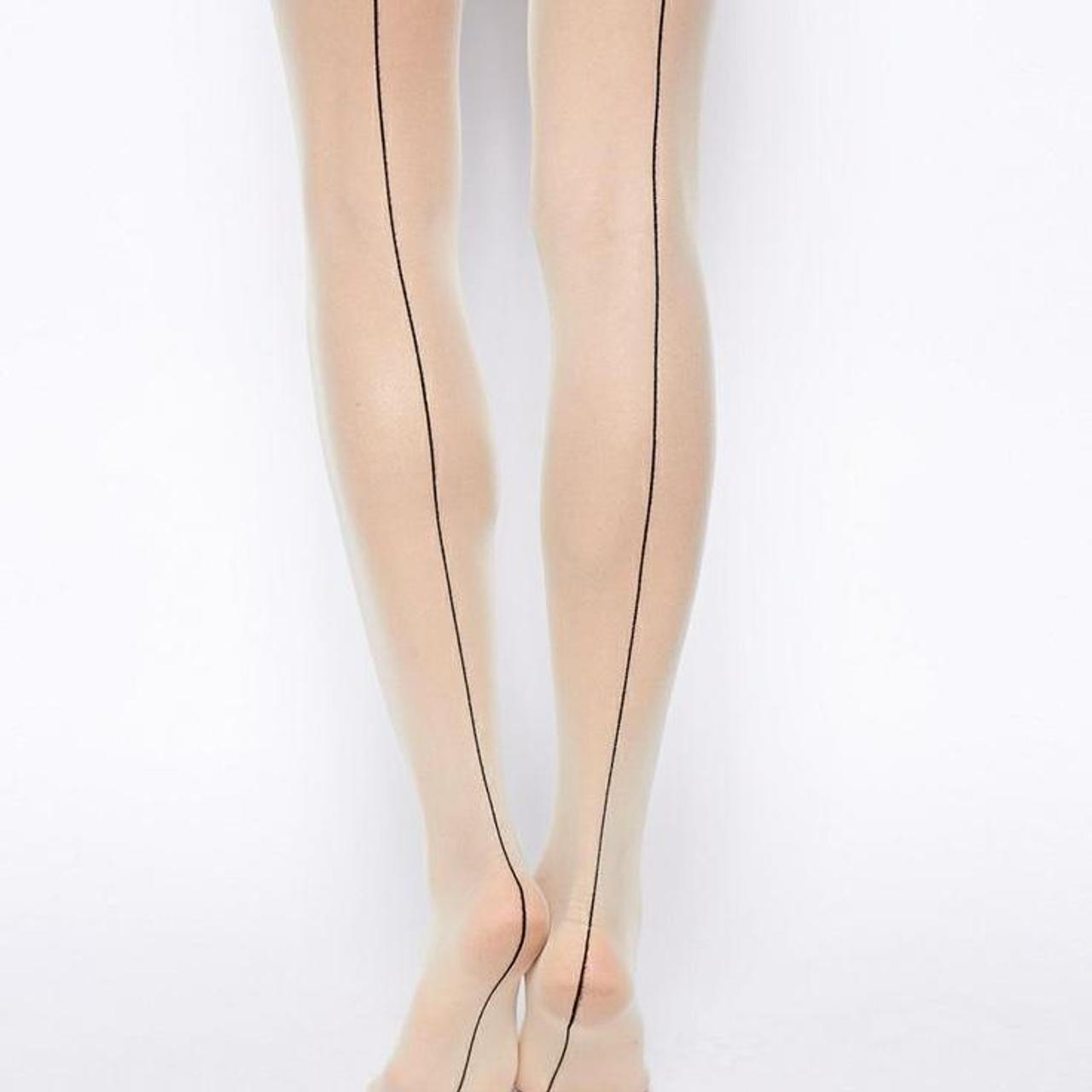 American Apparel Women's Black and Tan Hosiery-tights | Depop