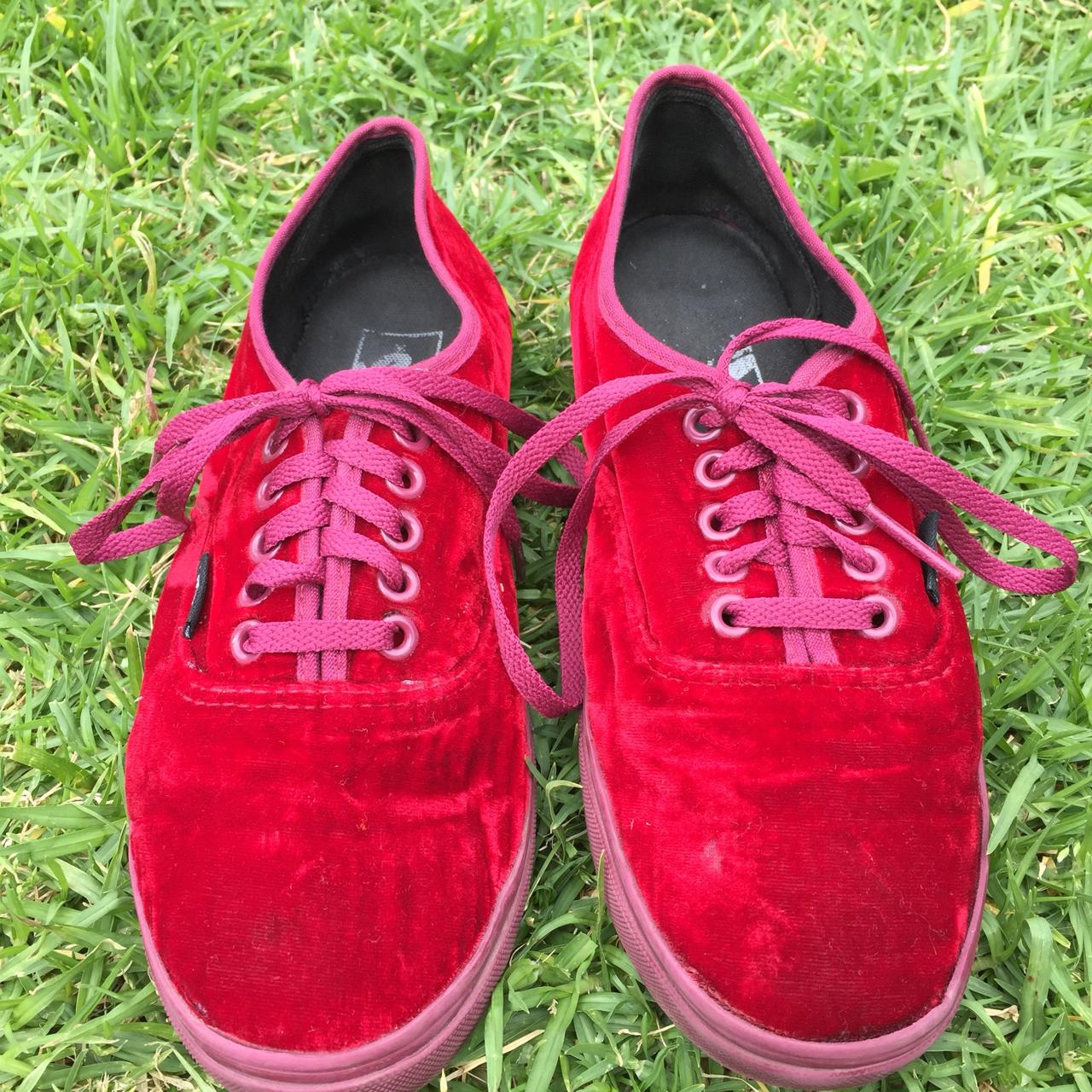 Rad red velvet vans 🔥 Good condition Woman’s US... - Depop