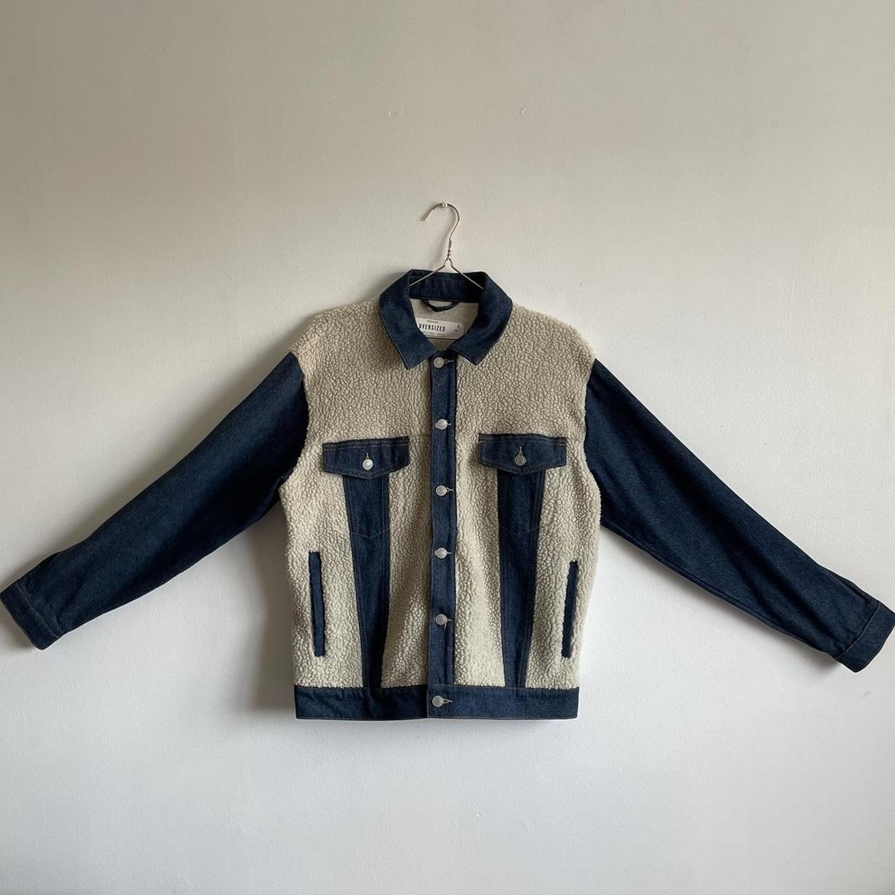Topman oversized (S) sherpa denim jacket!... - Depop