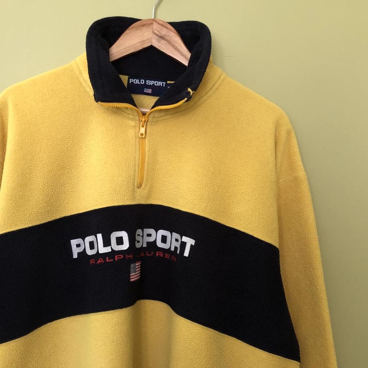 Vintage Polo Sport Fleece Yellow Vintage 90s Polo... - Depop