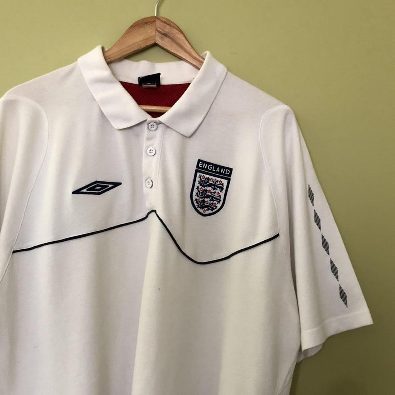 Vintage Umbro England Polo White Vintage 00s Umbro... - Depop