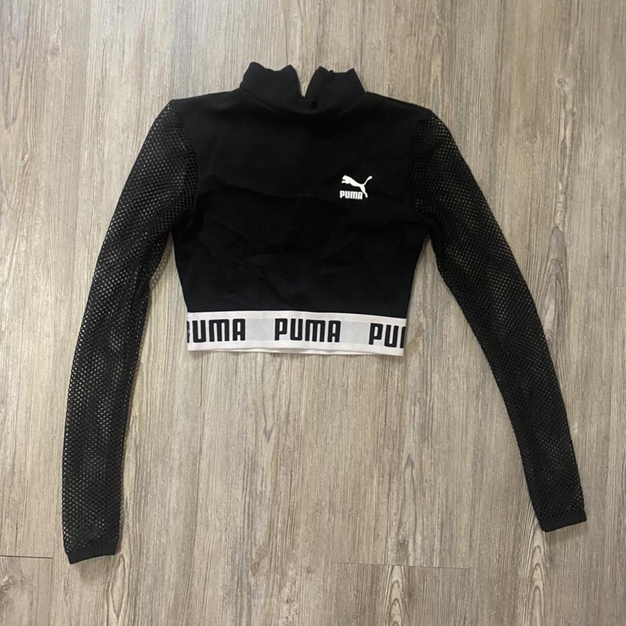 Puma mesh long sleeve mock neck crop top Never worn... - Depop