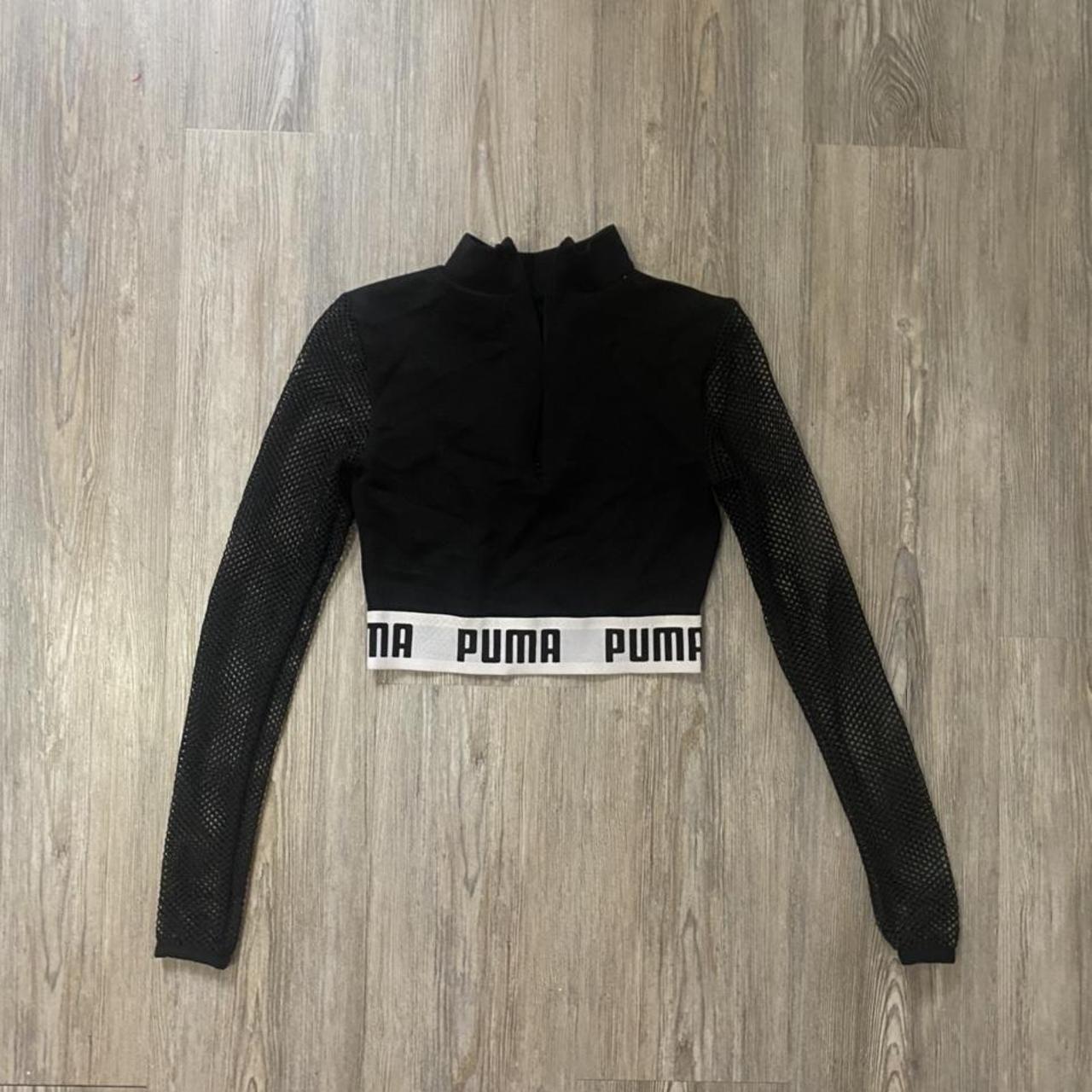 Puma mesh long sleeve mock neck crop top Never worn... - Depop