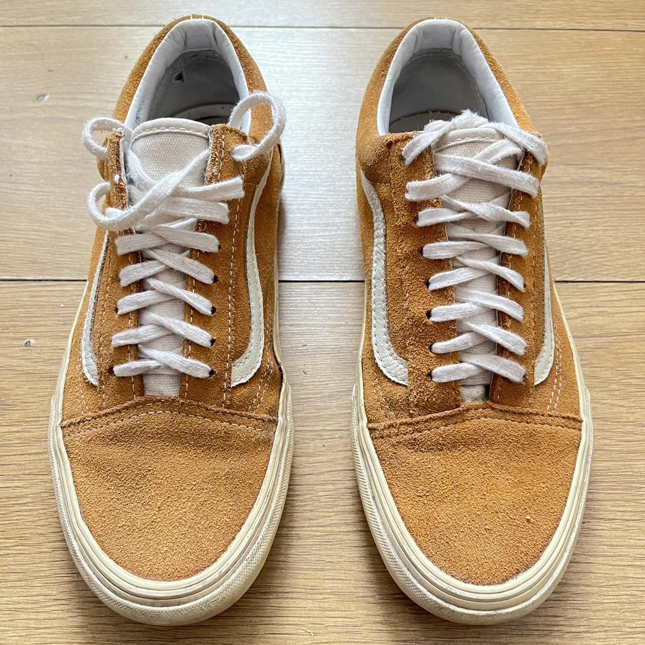 Vans Women's Tan and Orange Trainers | Depop