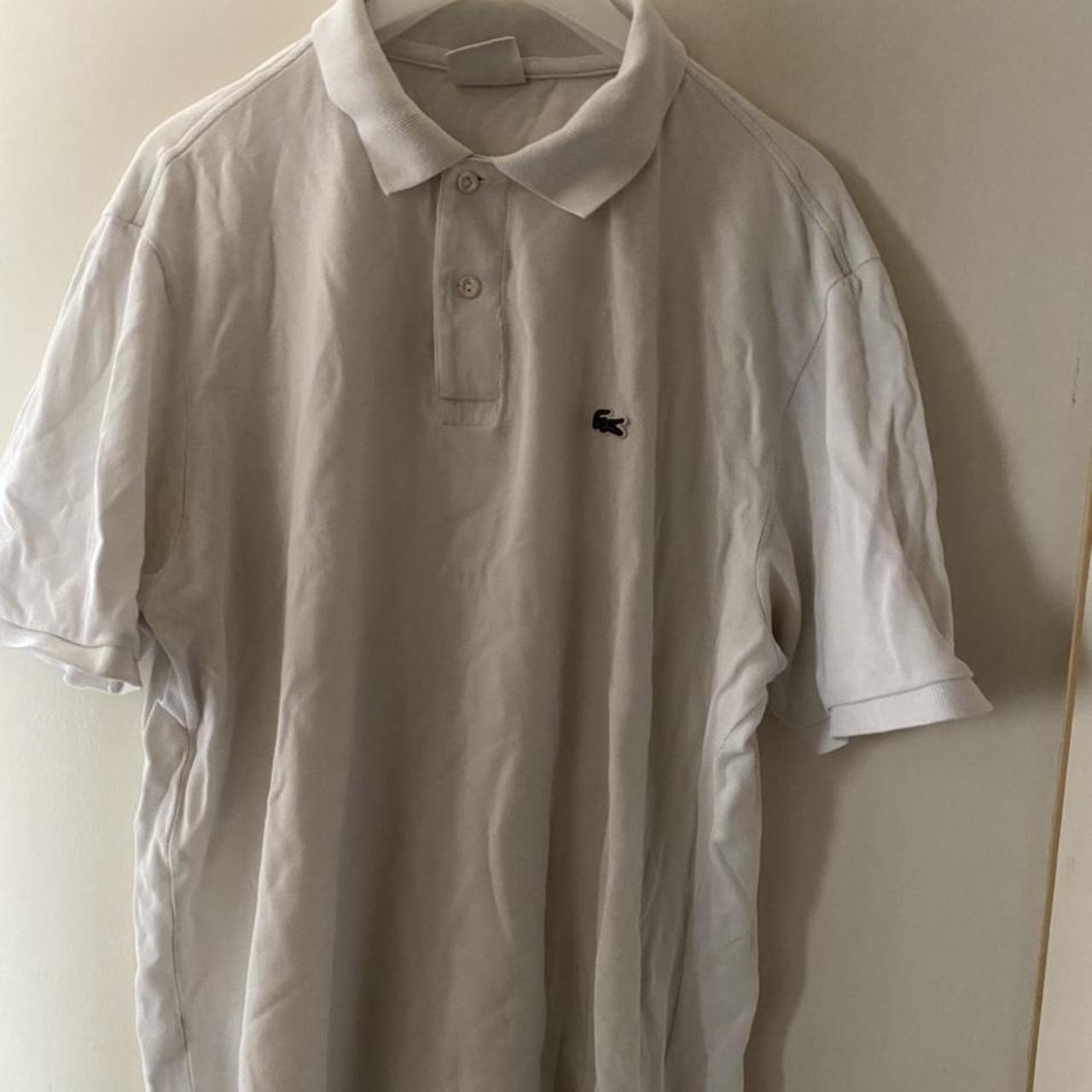 Lacoste polo shirt in white, size XL. In good... - Depop
