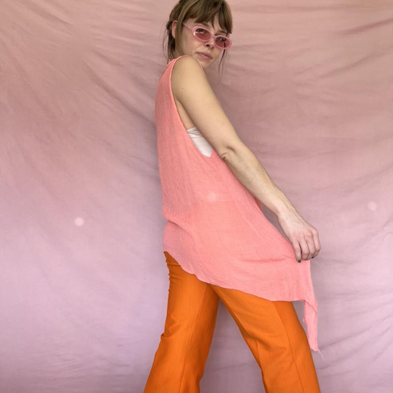 Asymmetrical flowy pink tank/dress with buttons just... - Depop