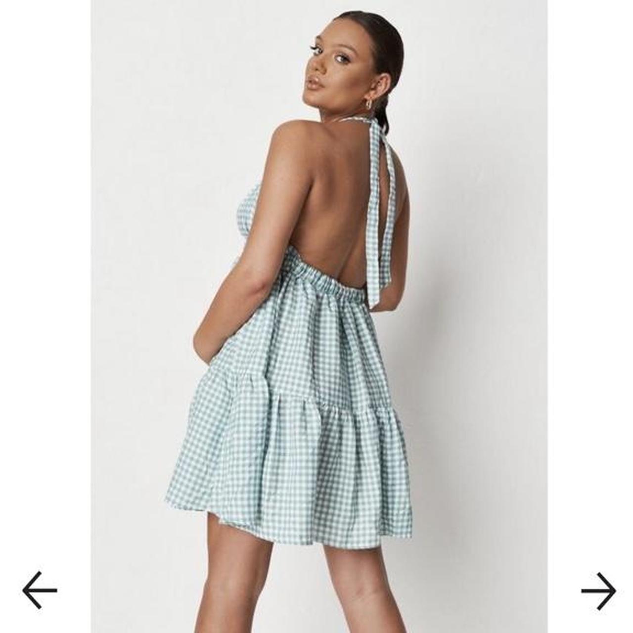 Missguided green gingham halter neck tie dress. Only... - Depop