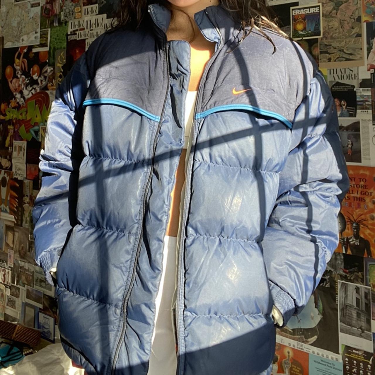 vintage navy blue Nike puffer jacket - this blue... - Depop