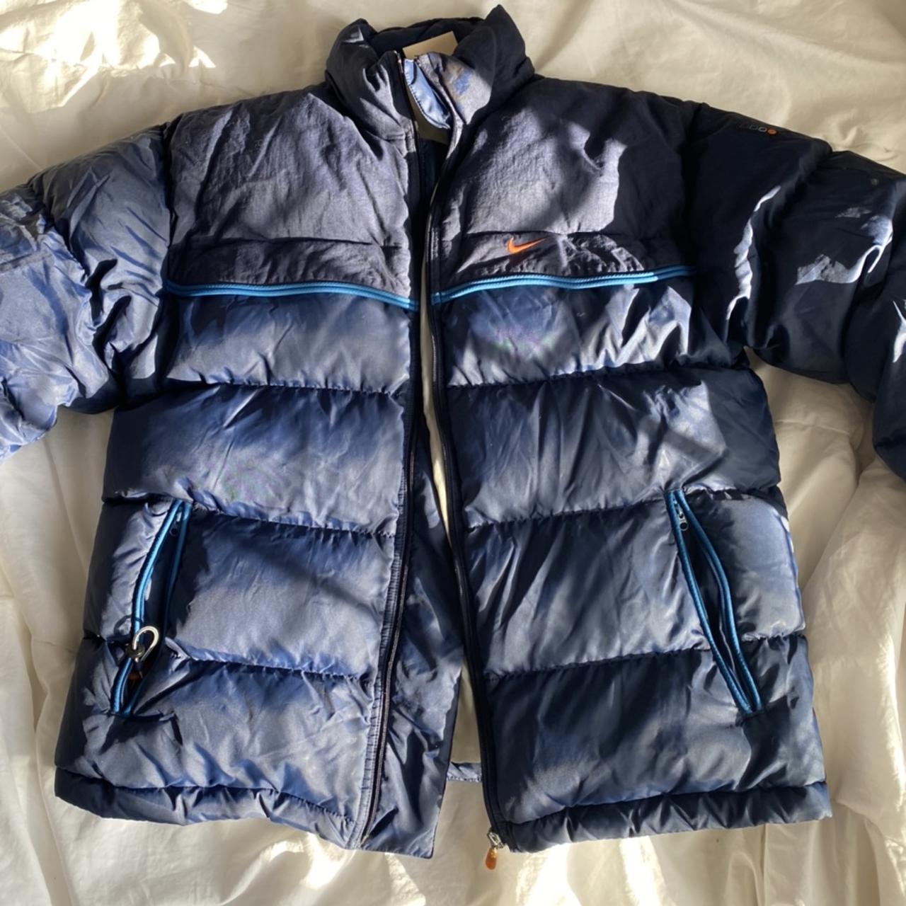 vintage navy blue Nike puffer jacket - this blue... - Depop