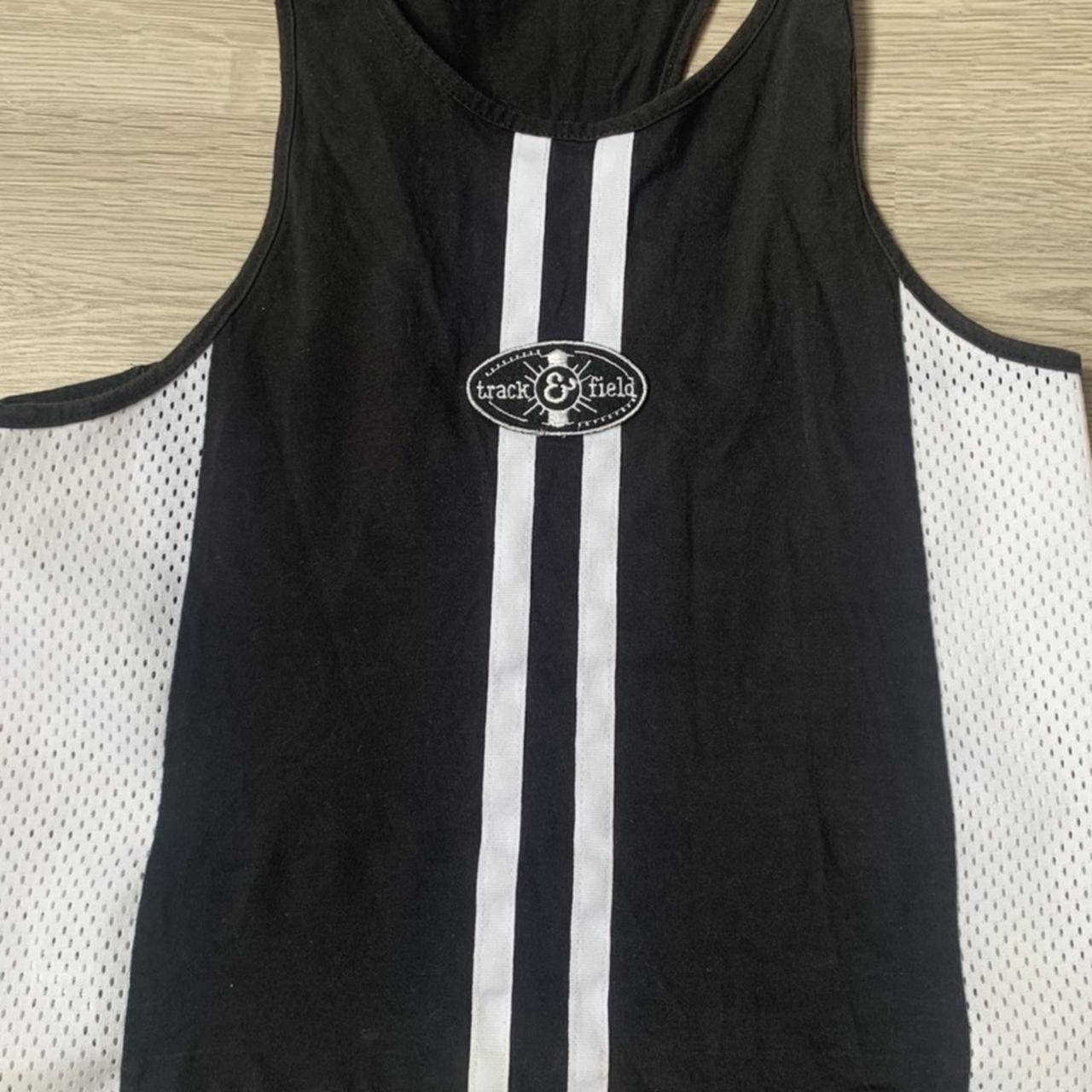 vintage black and white ‘track’ tank top!!! fits... - Depop