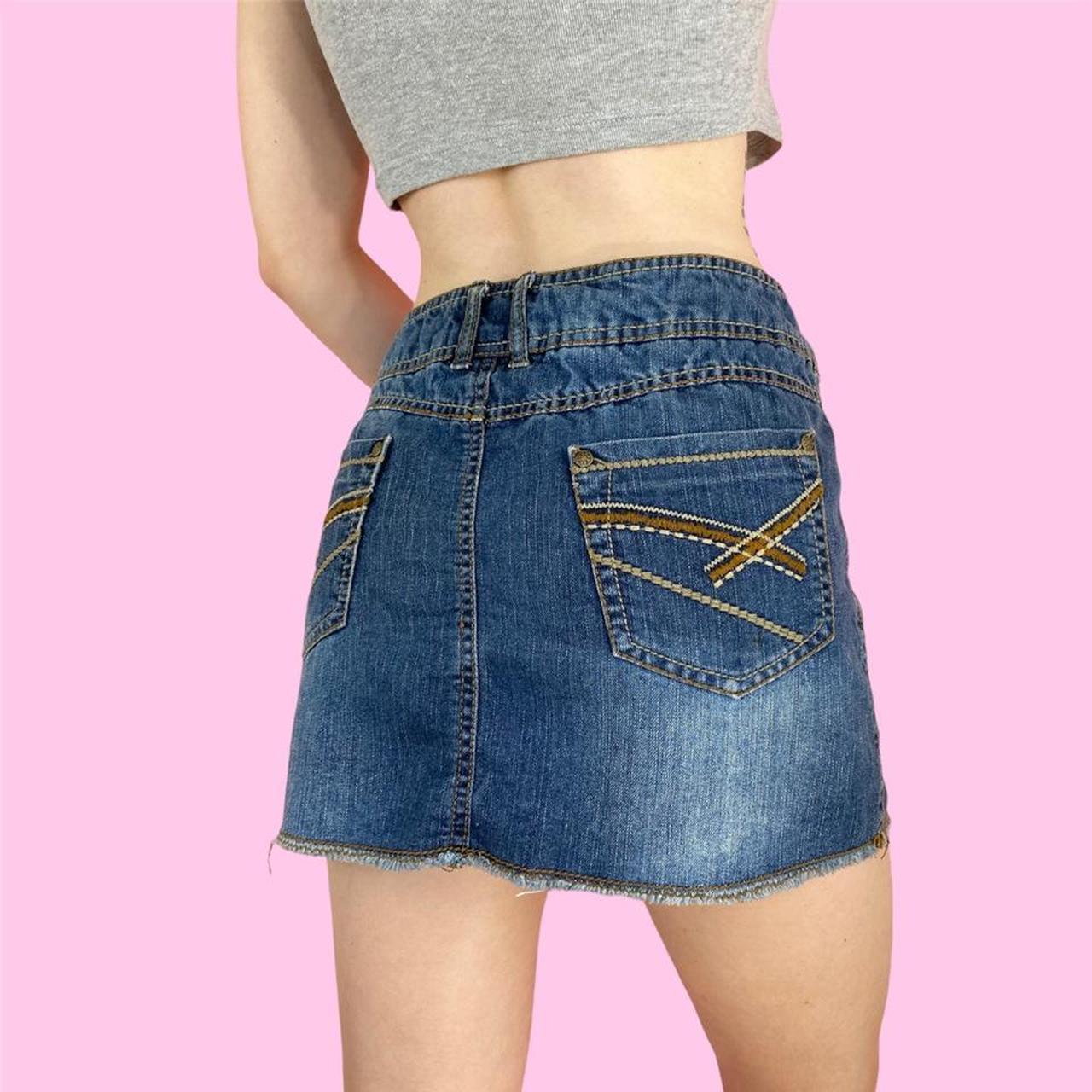 Y2K SO Mid Low Rise Dark Wash Denim Mini... - Depop