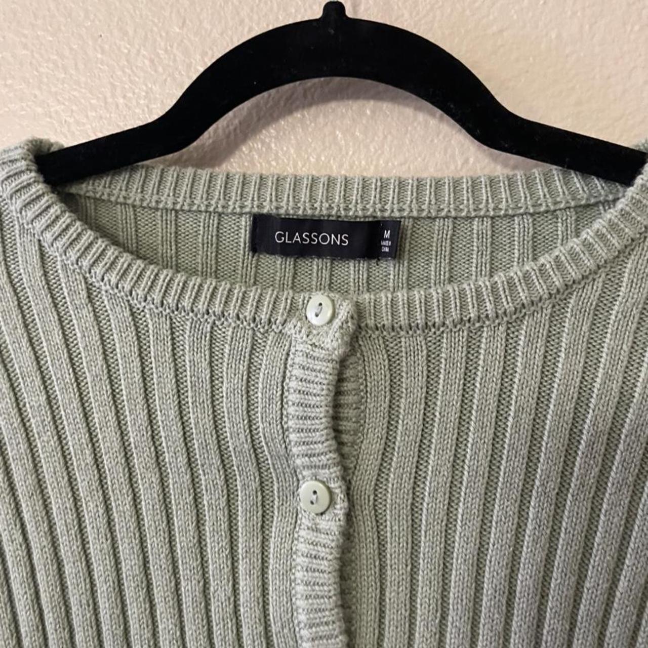 Glassons pistachio green ribbed cardigan crop top - Depop