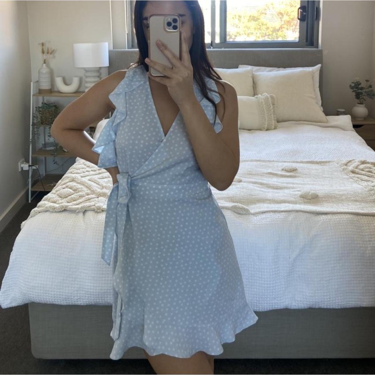 Polkerdot blue mini dress - Miss Shop Never... - Depop