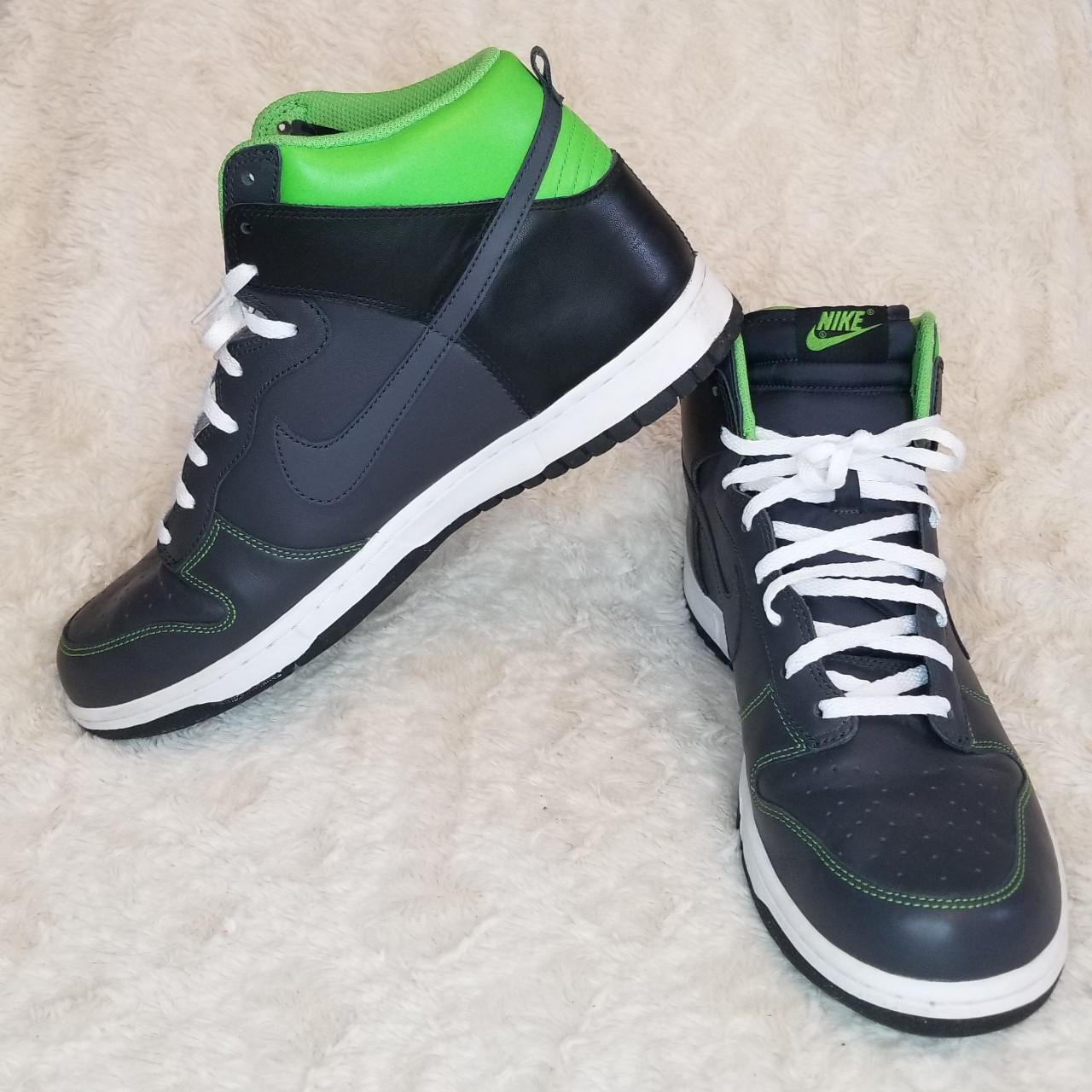 Black Grey And Green Nike Dunk High Shoes Mens Size... - Depop