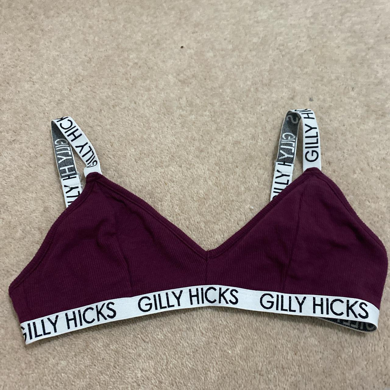 burgundy gilly hicks bra / bralette thick adjustable... - Depop