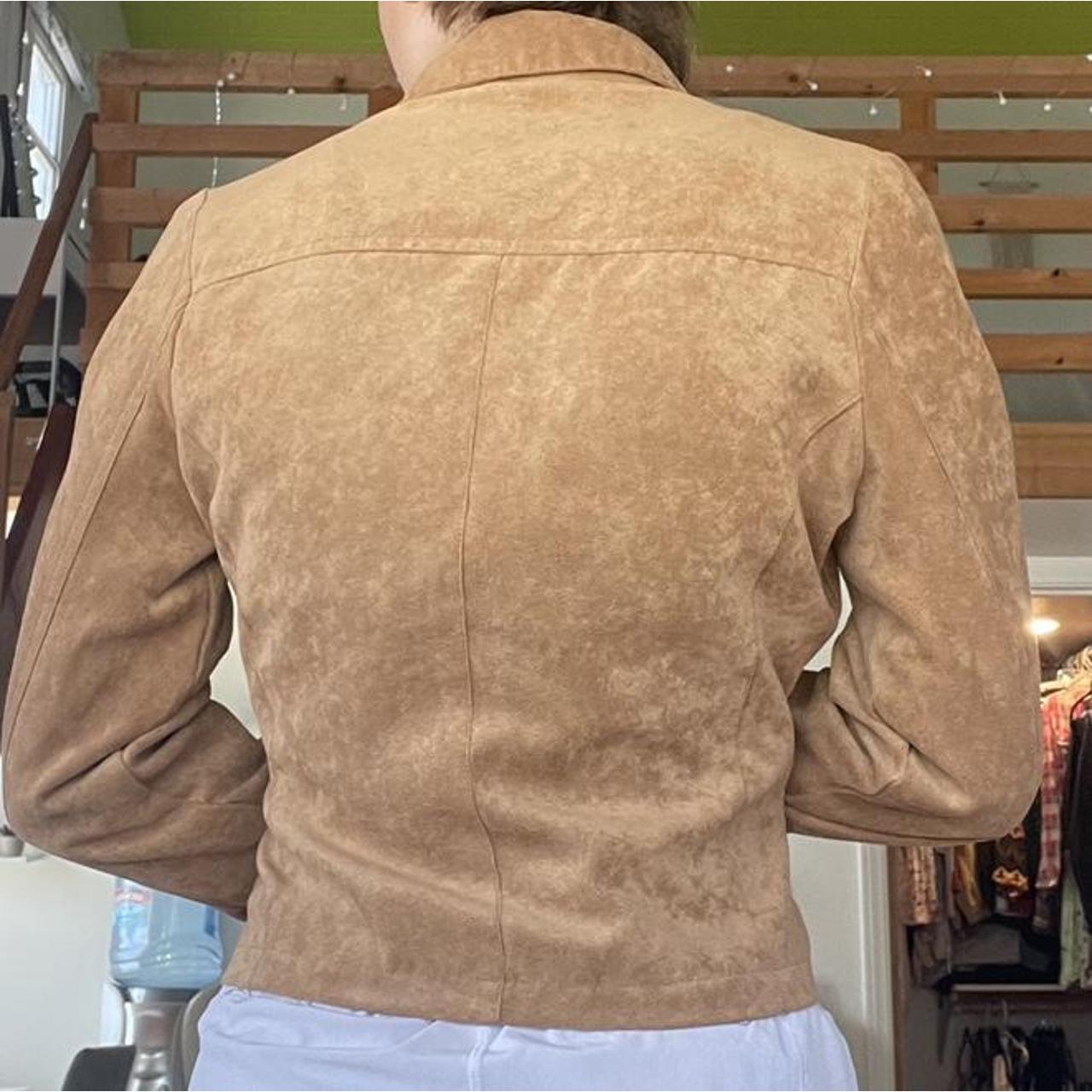 tan suede blazer jacket fits size XS/S - Depop