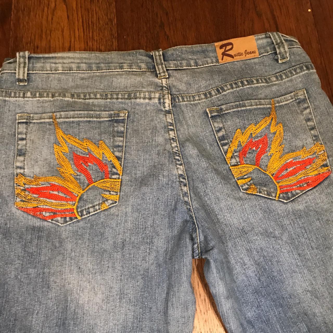Vintage embroidered jeans Brand: Rustic... - Depop