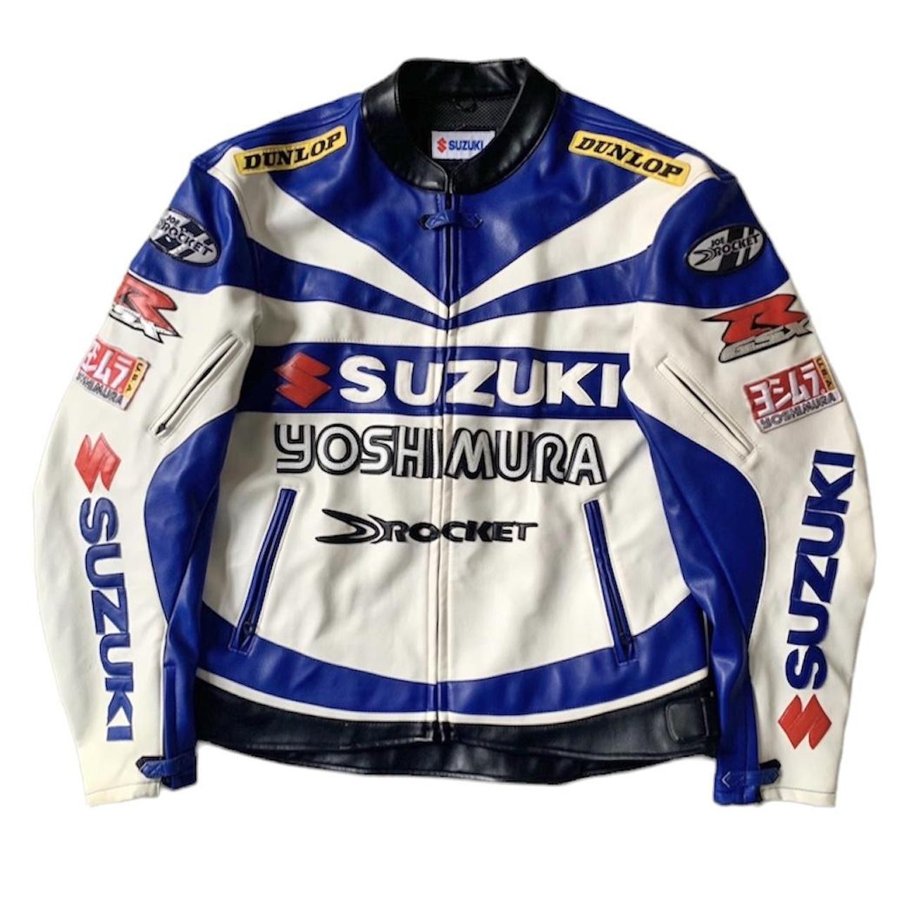 vintage leather suzuki racing jacket insane suzuki... - Depop