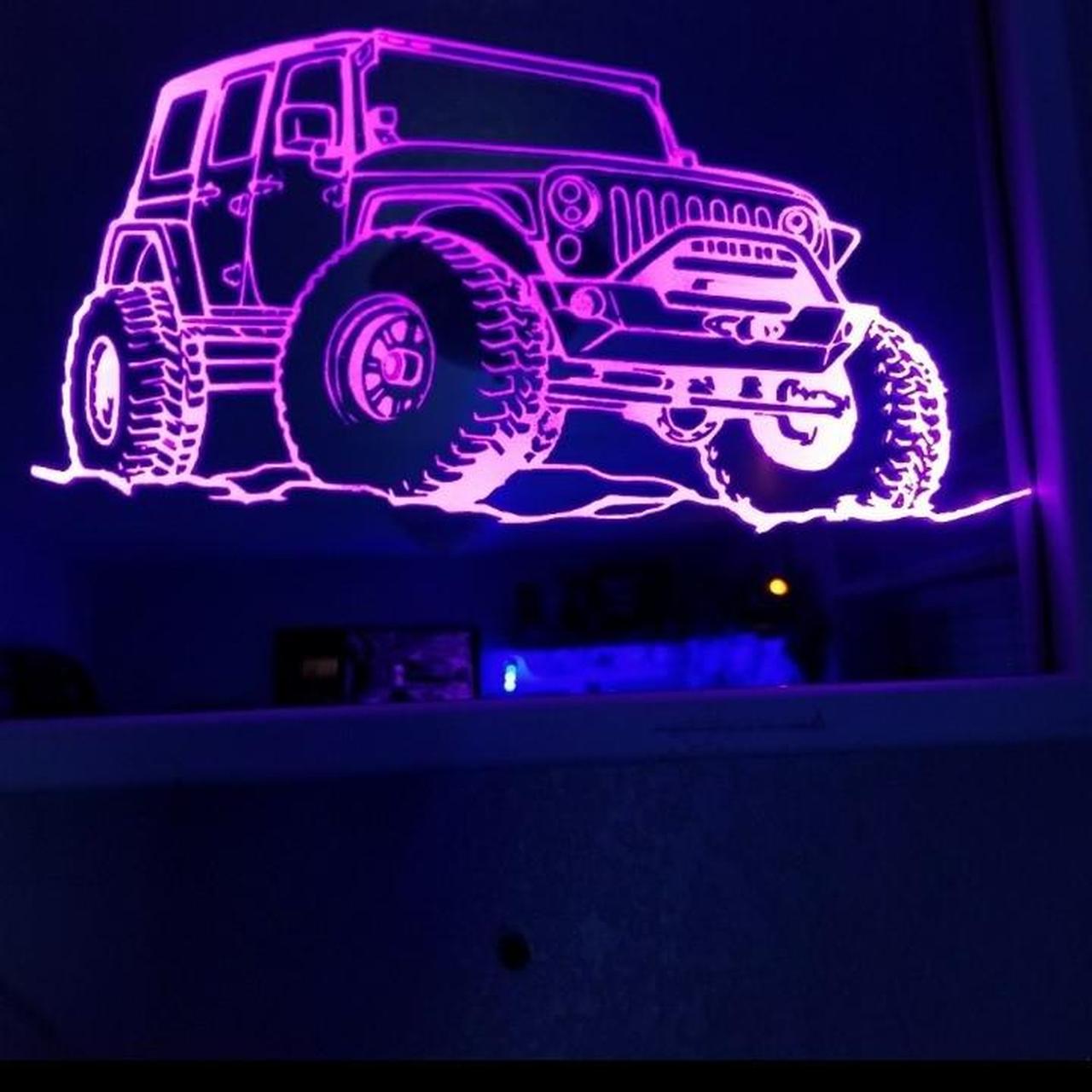 Jeep etched lighted mirror with L.E.D.s, changes 16... - Depop